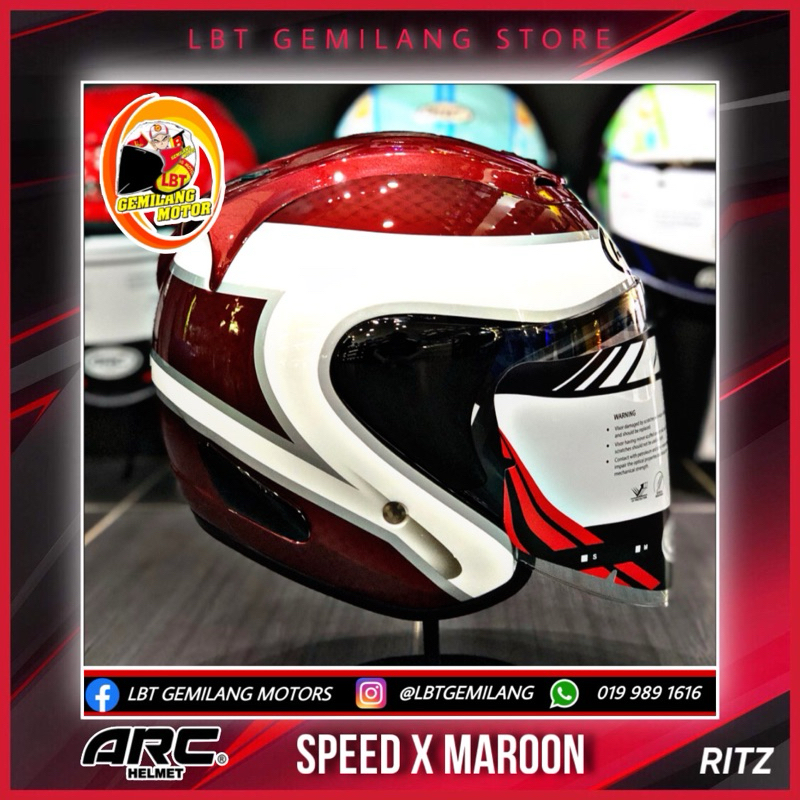 ARC Helmets RITZ [SPEED X MAROON] | Shopee Malaysia