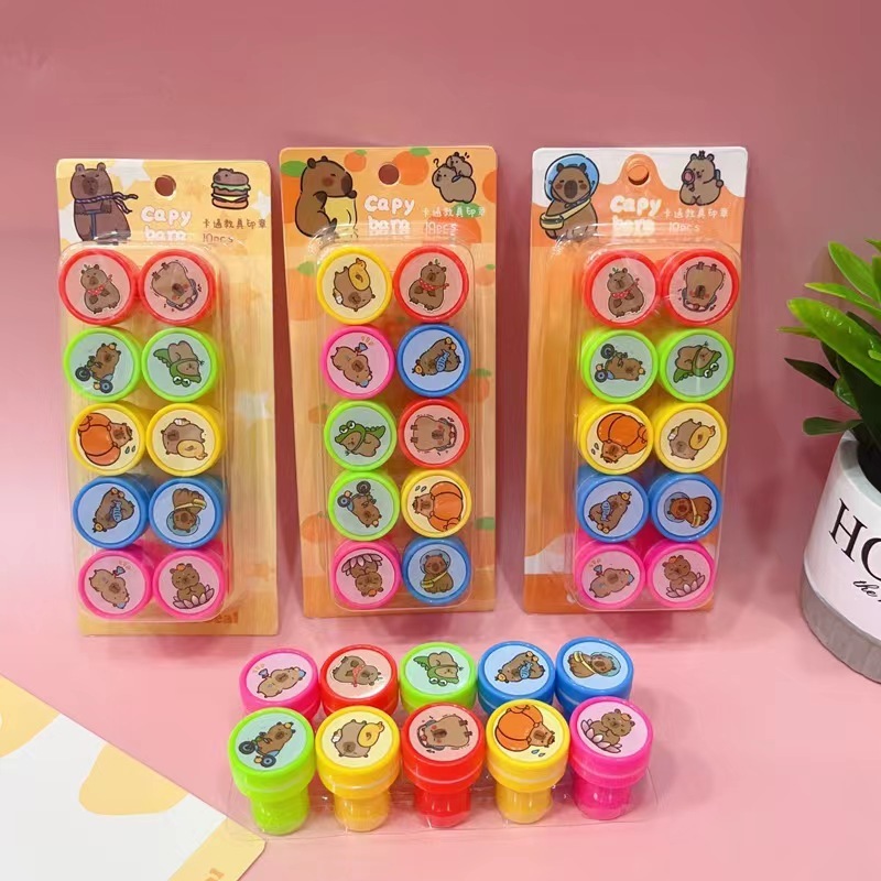 [ Ready Stock ] 10pcs/set Capybara Self-Inked Rubber Stamp Chop ...
