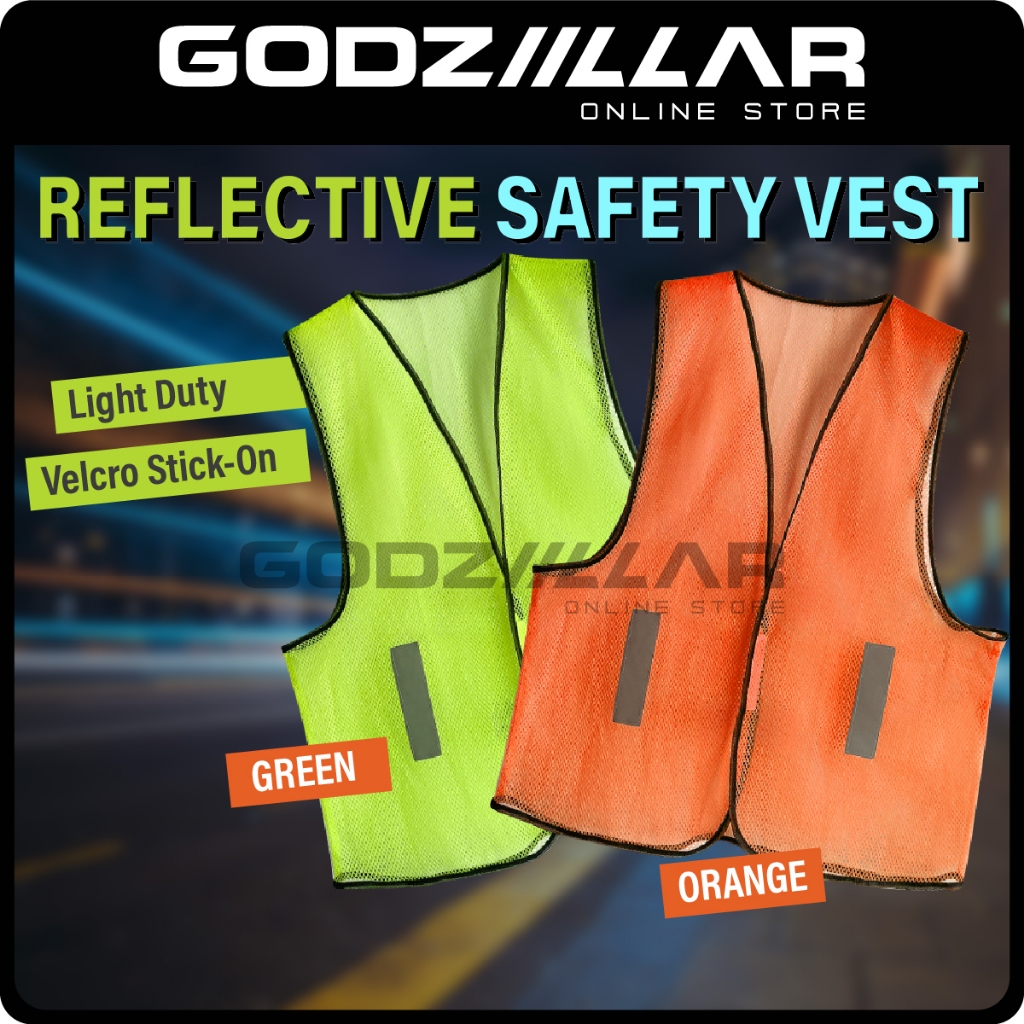 (Unisex) Safety Vest Reflective Breathable Green Orange Net Vest Baju ...