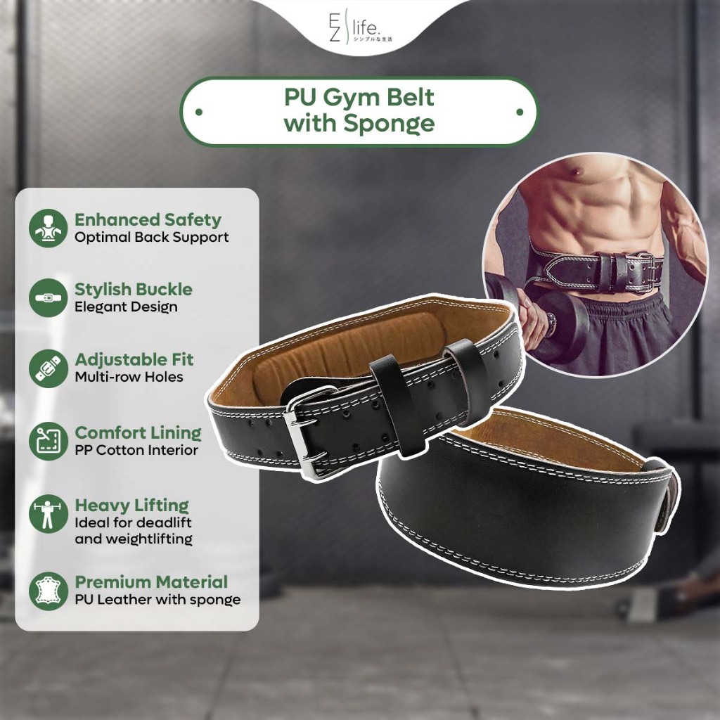 PU Gym Belt with Sponge Deadlift Weightlifting Back Support PU Leather ...