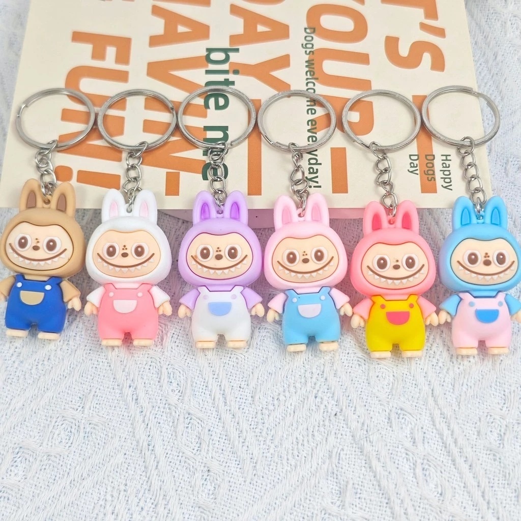 Labubu Keychain with Rainbow Lanyard and Bell Ring (1 pcs) | Shopee ...