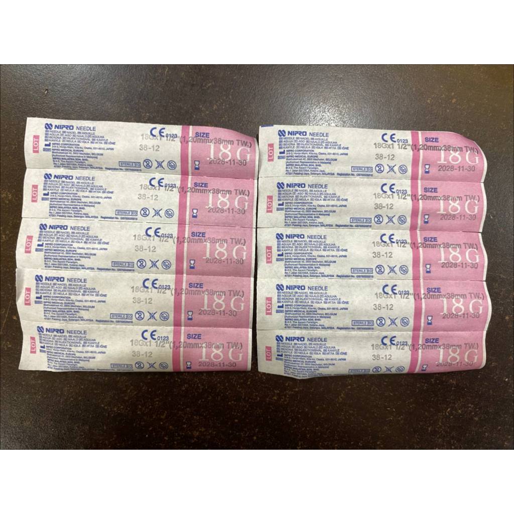 Repack Jarum Fasdu Needle Disposable Terumo Agani 18G Sterilized 10pcs ...
