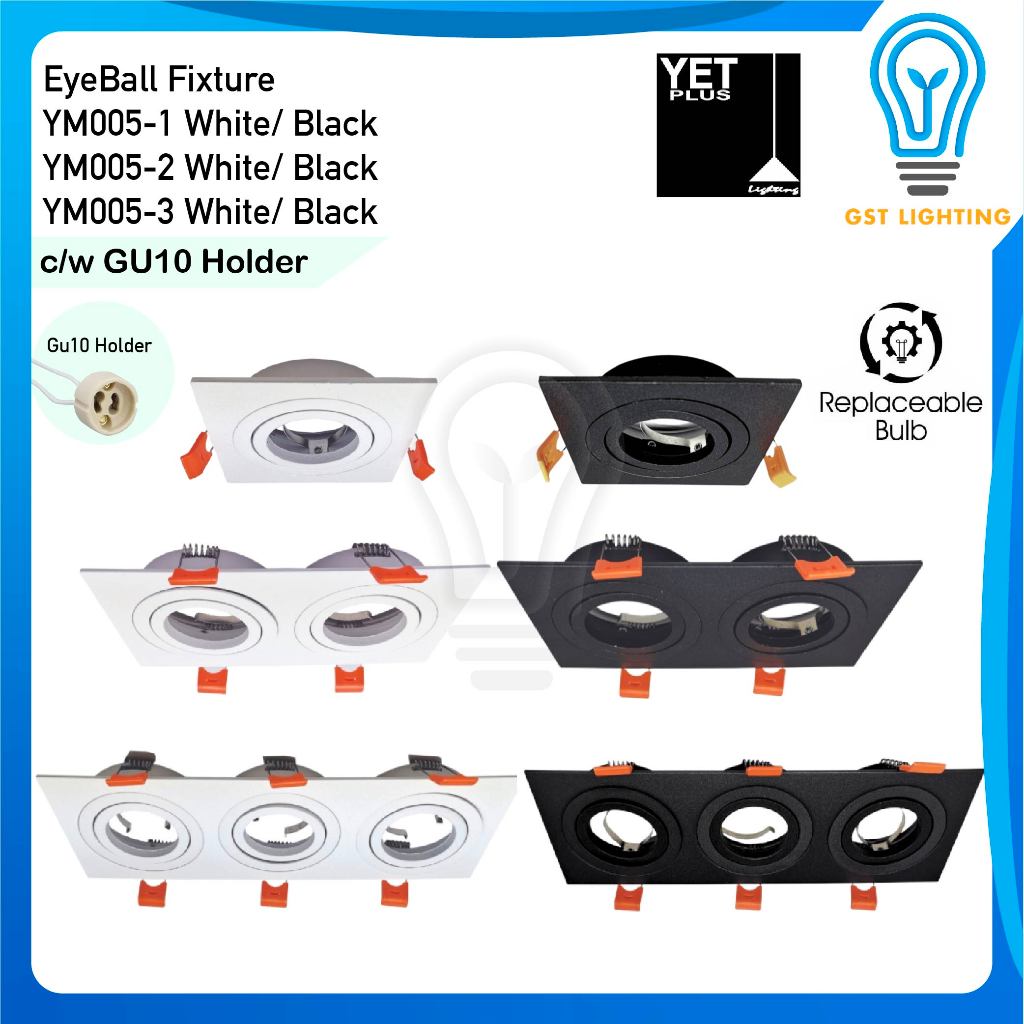 YetPlus Aluminium Square Recessed GU10 Eyeball Casing | Indoor Series ...