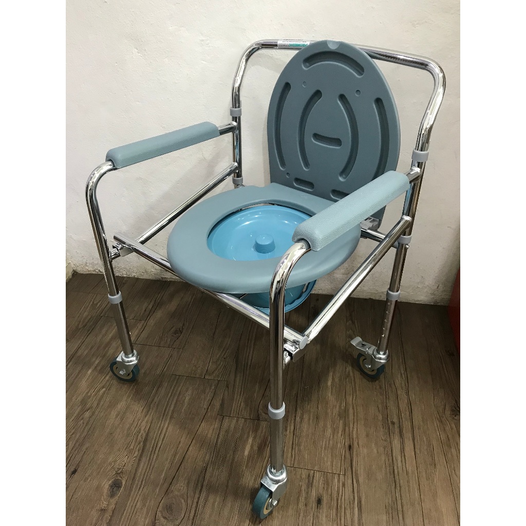 Foldable and Height Adjustable Commode Chair with Bucket and Wheel ...