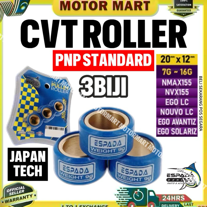 100% ESPADA CVT Roller NVX155 NMAX155 EGO LC AVANTIZ SOLARIZ 8G 9G 10G ...