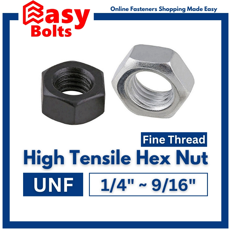 HT Hex Nut - UNF 1/4" ~ 9/16" (Inch Fine Thread) (Benang Halus Inci ...