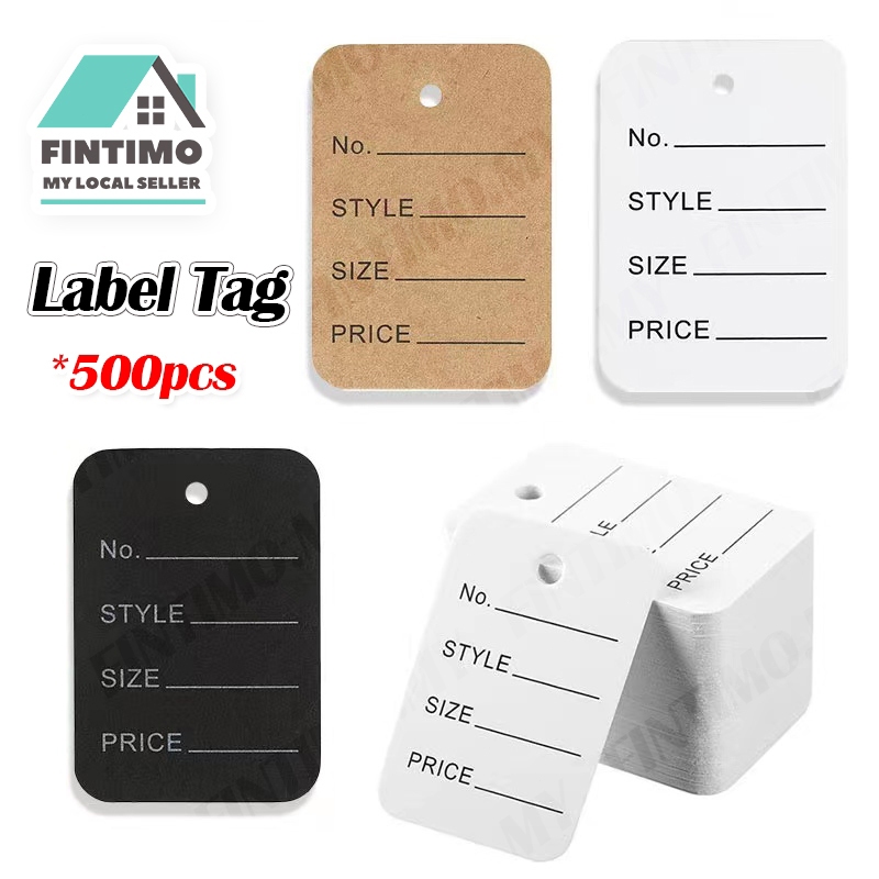 【MY】500pcs Label Tags Card Tagging Price Hang Cloth Tag String Paper ...