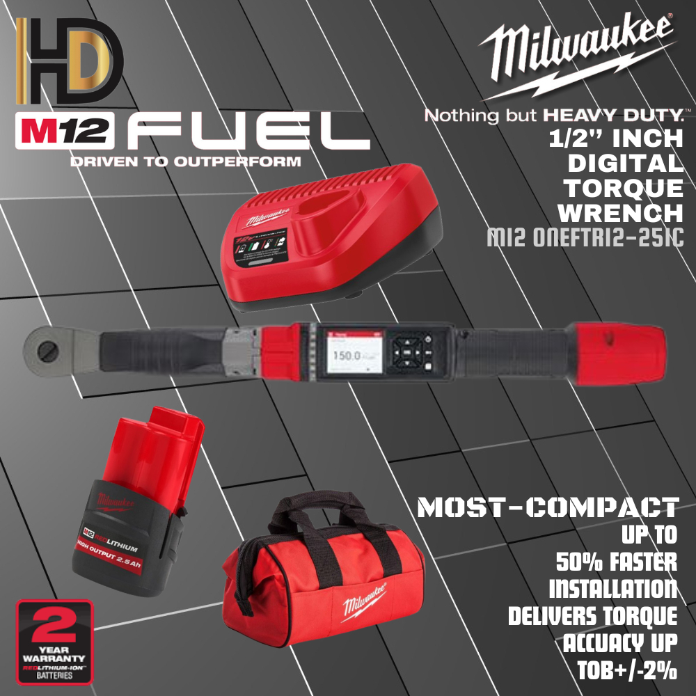 Milwaukee M12 ONEFTR12 FUEL 1/2" Digital Torque Wrench 203NM ...
