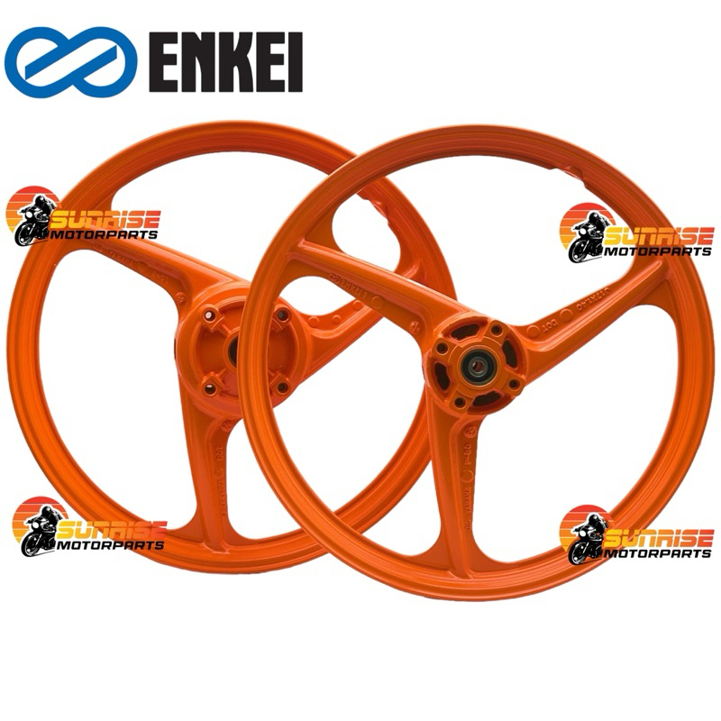 ENKEI SPORT RIM 3 BATANG OREN FULLCHOP YAMAHA PNP Y15ZR Y16ZR 125ZR LC135 V8 FI Y125Z ORANGE ...