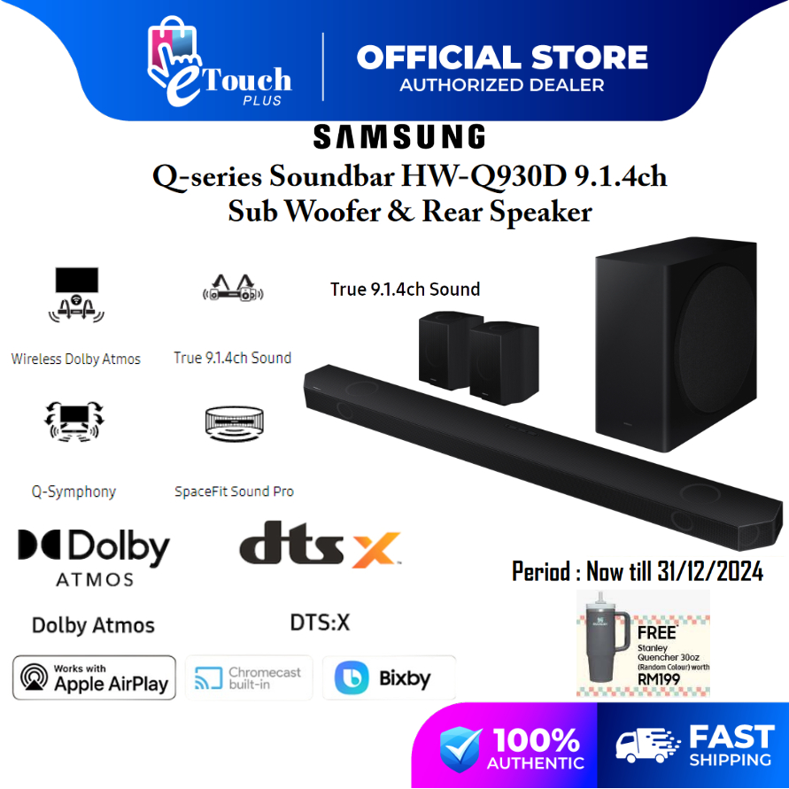 Samsung 9.1.4CH Soundbar Dolby Atmos DTS:X HW-Q930D/XM HWQ930D | Shopee ...