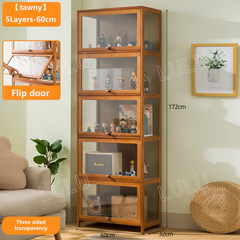 LULU Display Cabinet Almari Kaca Display 3/4/5 Layers Transparent Glass ...