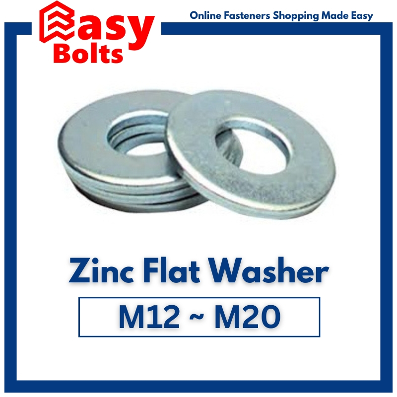 Zinc / GI Flat Washer M12 ~ M20 (M12 M14 M16 M20) | Shopee Malaysia