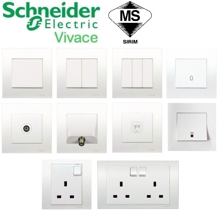 SCHNEIDER VIVACE SERIES SWITCH SOCKET KB31 KB15 13A / 1 GANG / 2 GANG ...