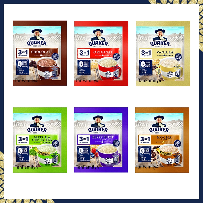 Quaker 3 In 1 Oat Cereal Drink (1's) 28g Flavours Original Vanilla ...