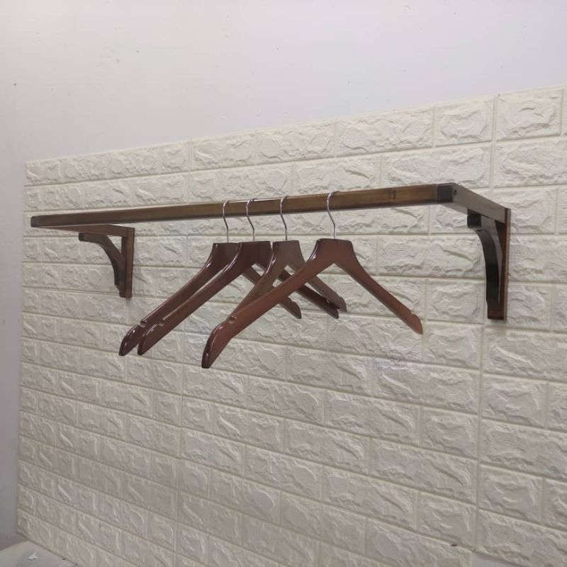 rak penyangkut baju dinding gantung 60/75/90cm hanging wall clothes ...