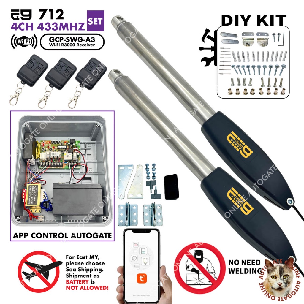 E9 712 ( 4CH 433MHZ ) ( FULL SET ) HEAVY DUTY AUTO GATE SWING AND ...