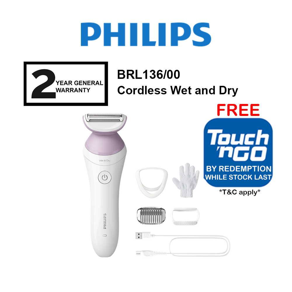 Philips Cordless shaver BRL136 with Wet and Dry Lady Shaver Series 6000 ...