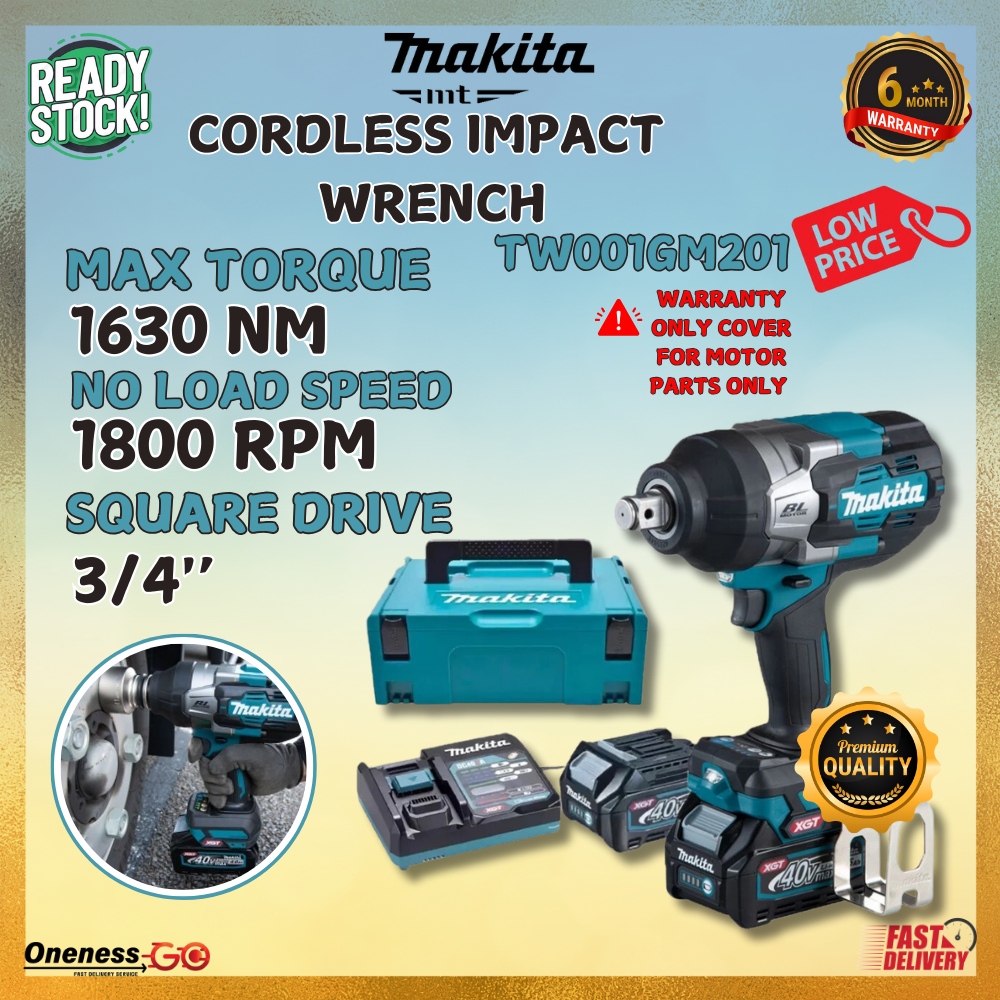 ''MAKITA'' CORDLESS IMPACT WRENCH 19MM 40V TW001GM201 4.0AH BATTERY ...