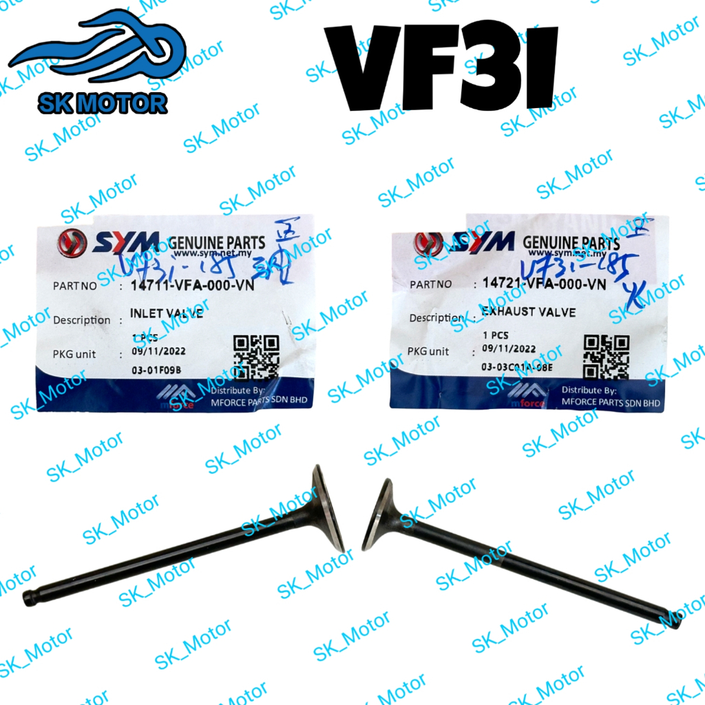 SYM VF3i VF3 185 i Original Valve Intake Exhaust In Ex Set Inlet 14711-VFA-000-VN 14721-VFA-000 ...