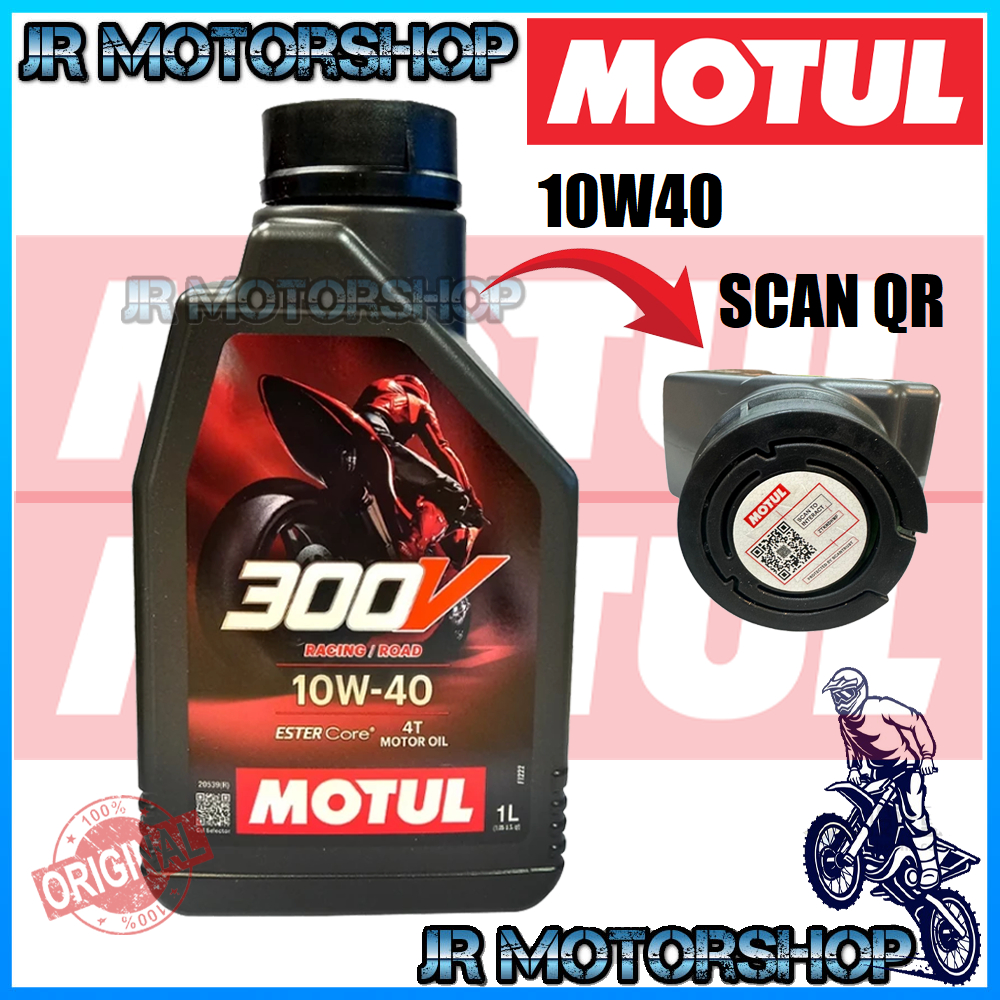 ORIGINAL MOTUL 300V 10W40 1L ROAD RACING 4T ESTER FULL SYNTHETIC ENGINE OIL / MINYAK HITAM MOTOR ...