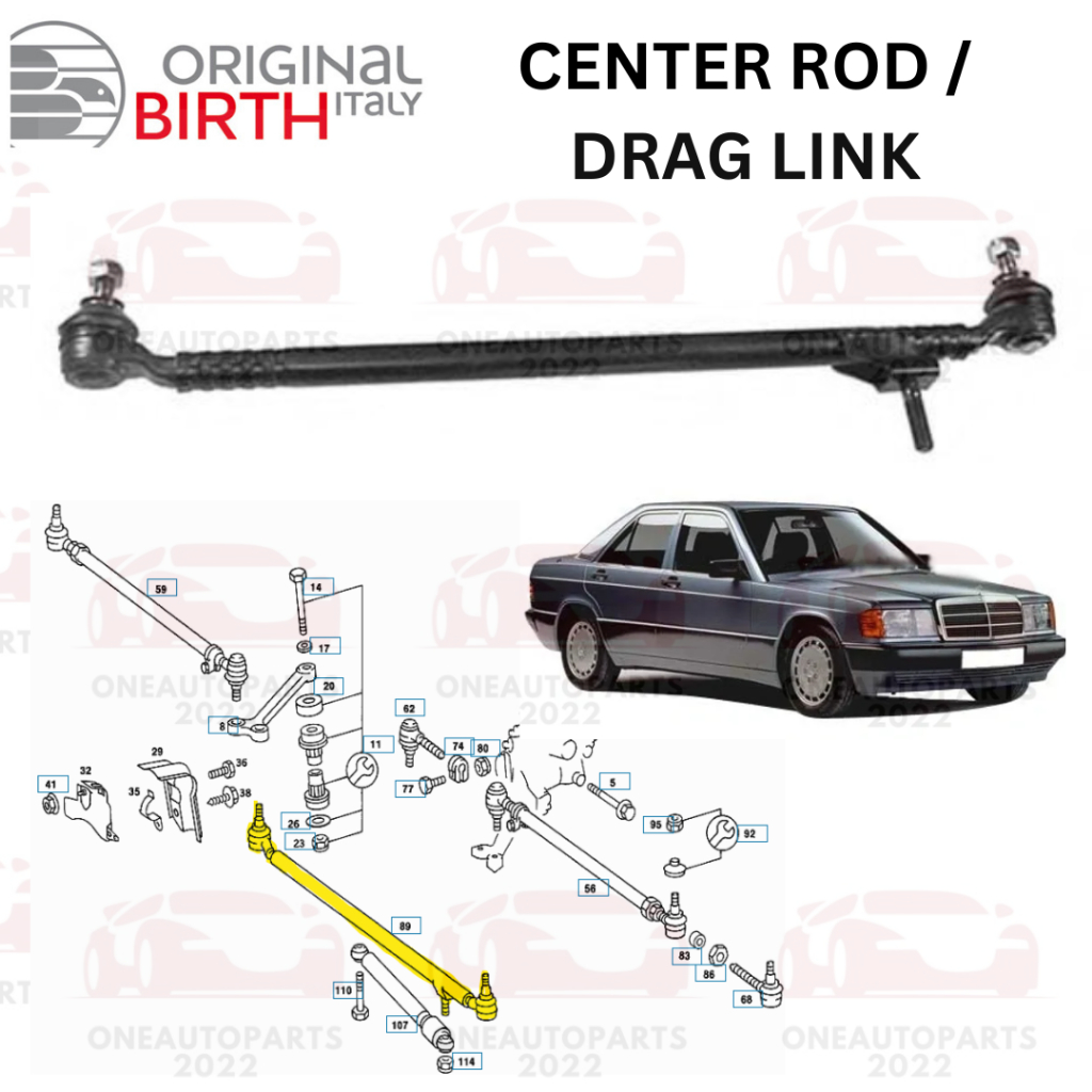 ORIGINAL BIRTH ITALY CENTER ROD DRAG LINK MERCEDES BENZ W201 190E ...