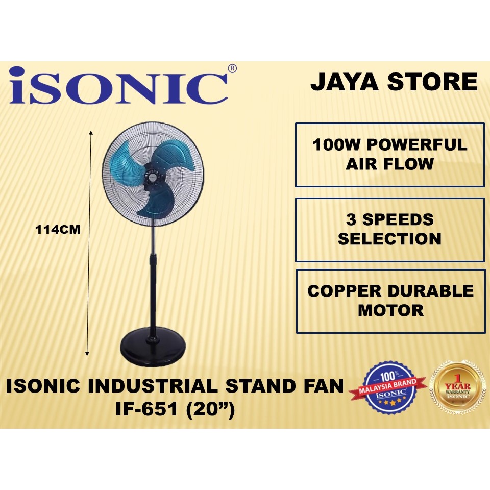Isonic Industrial Stand Fan 20" IF-651 (Metal Blade) | Shopee Malaysia