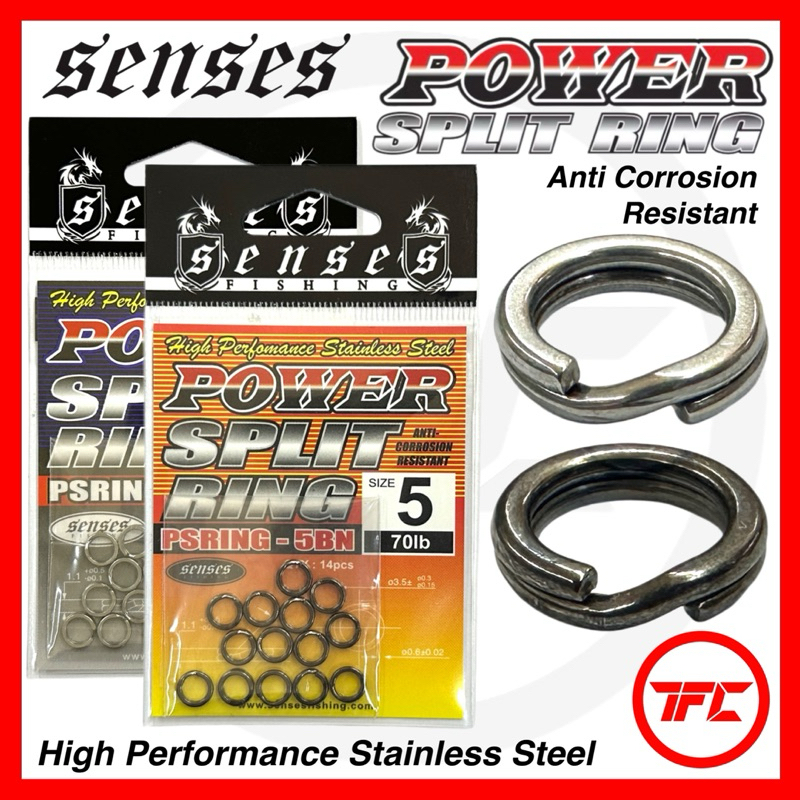 SENSES Power Split Ring High Performance Black & Chrome Stainless Steel Extra Strong Heavy Duty ...