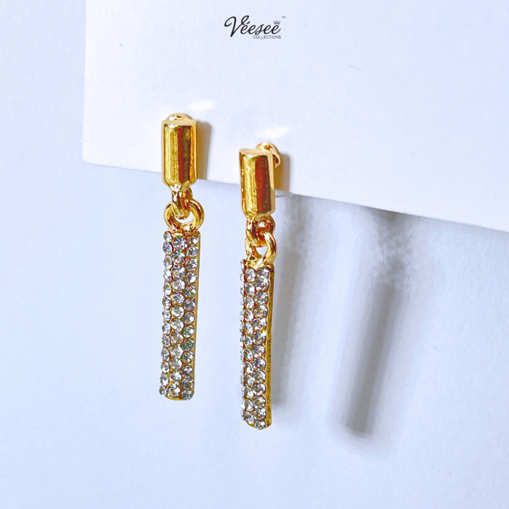 Veesee Elegant Simple Gold Series Stainless Steel Drop Stud Earrings ...