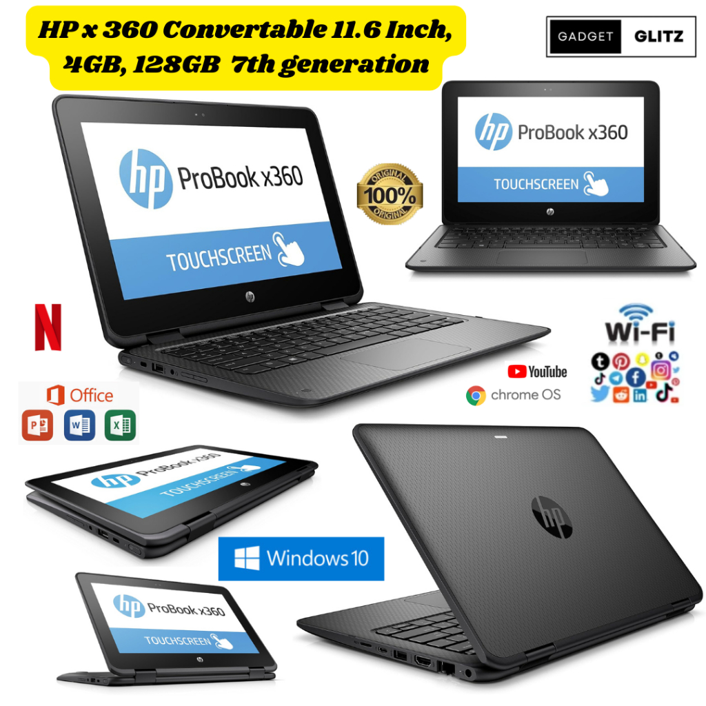 HP ProBook x360 11-G1 EE 11.6-inch 2-in-1 Convertible HD Touch-screen Laptop PC with Active Pen ...