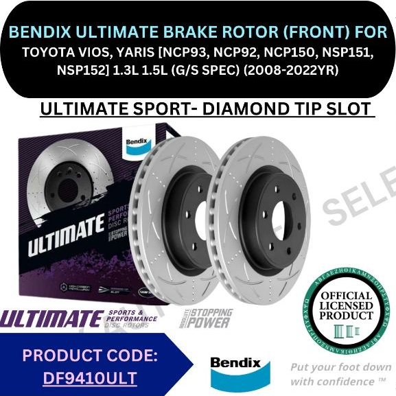 BENDIX ULTIMATE DISC BRAKE ROTOR (FRONT) FOR TOYOTA VIOS, YARIS [NCP93 ...