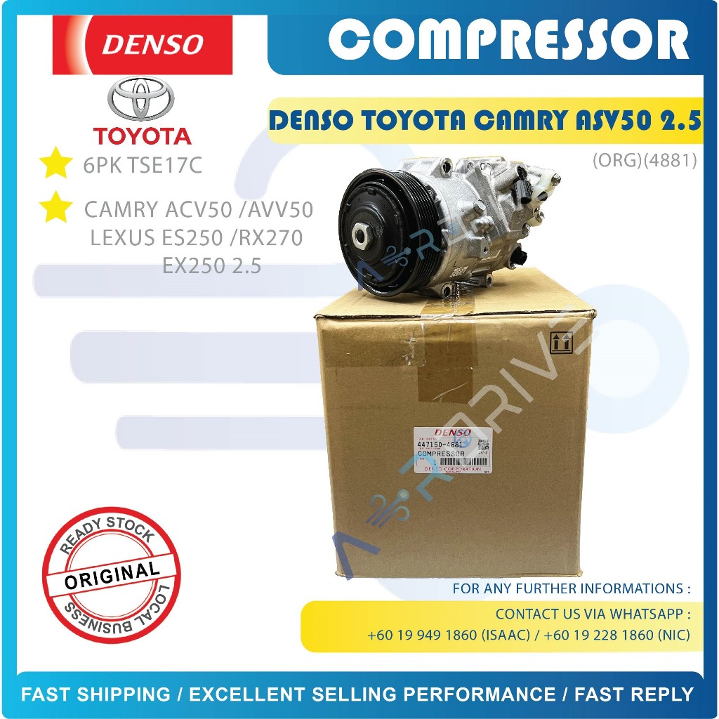 ORIGINAL DENSO TOYOTA CAMRY ASV50 /ACV50 /AVV50 2.5 / LEXUS ES250 /RX270 /EX250 2.5 6PK TSE17C ...