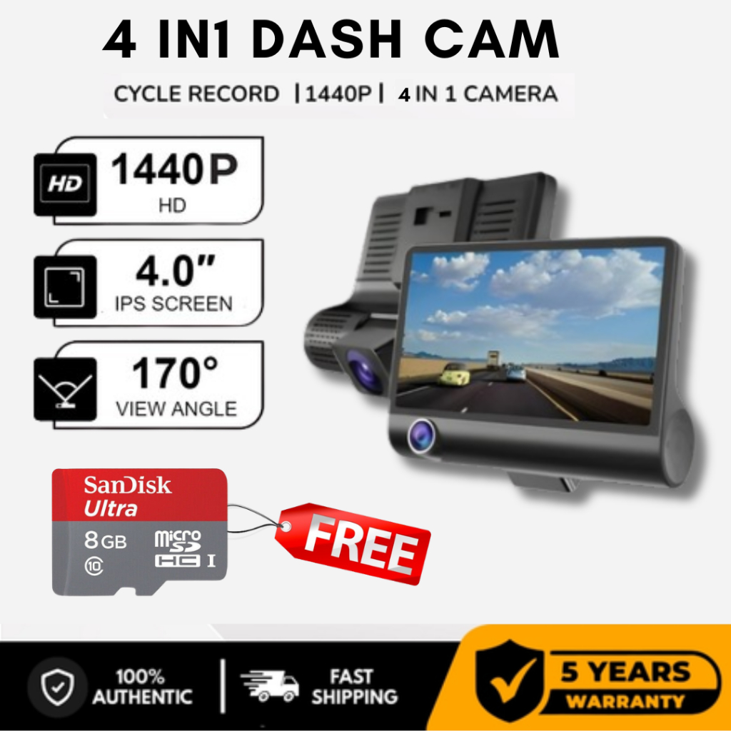 💥Free 8GB Memory🔥 3 in 1 Dash Cam Car Camera DVR HD 1080P 170 Wide ...