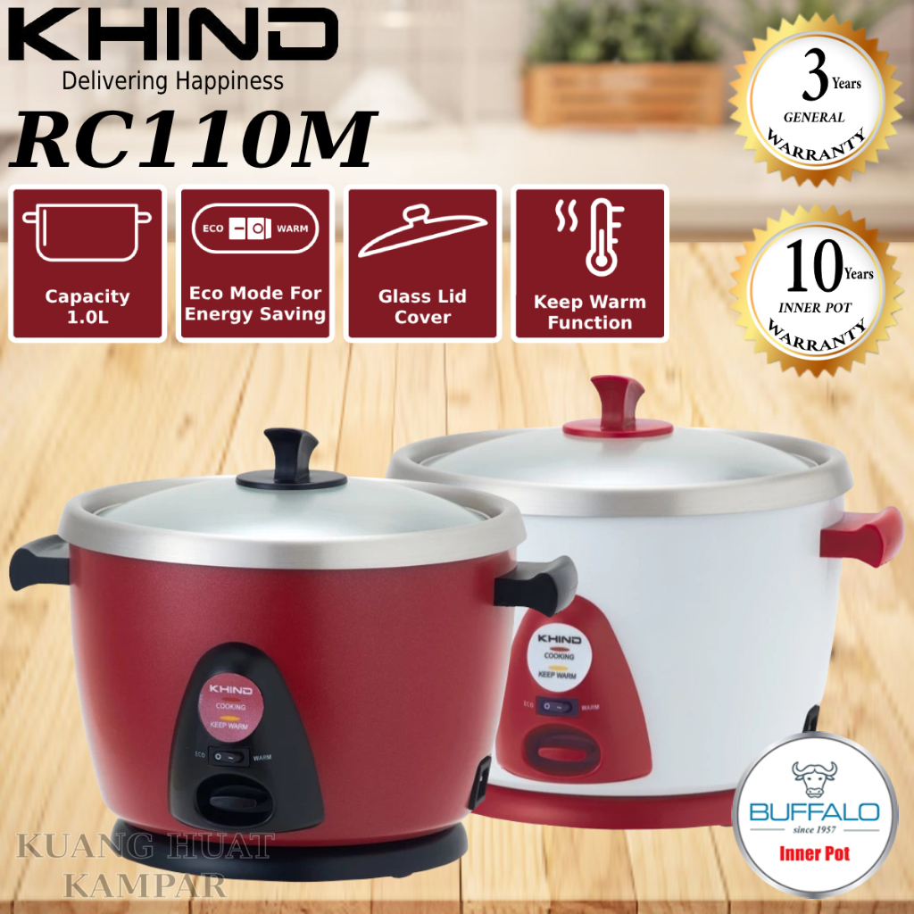 KHIND 1.0L ANSHIN RICE COOKER WITH STAINLESS STEEL INNER POT RC110M ...