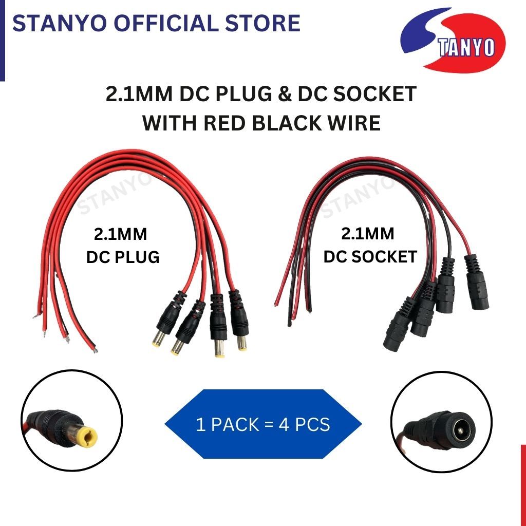 2.1MM DC PLUG AND DC SOCKET WITH RED BLACK WIRE | Shopee Malaysia