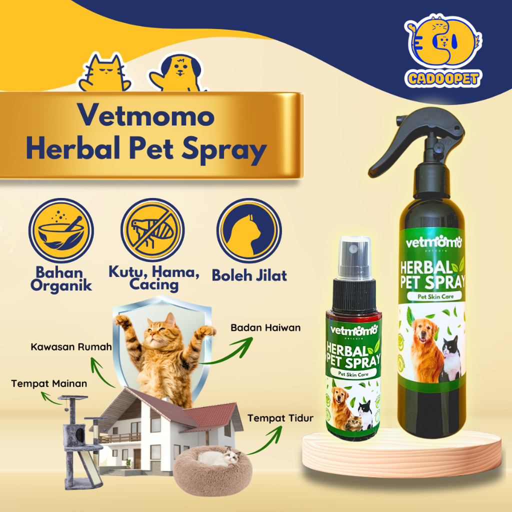 Vetmomo Herbal Pet Spray 250ml For Cat & Dog Tick Flea Kutu Kucing Hama ...