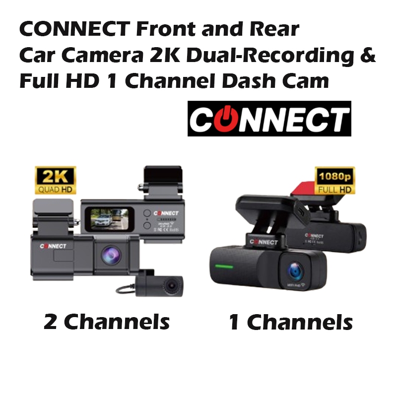 CONNECT Front and Rear Car Camera 2K Dual-Recording & Full HD 1 Channel ...