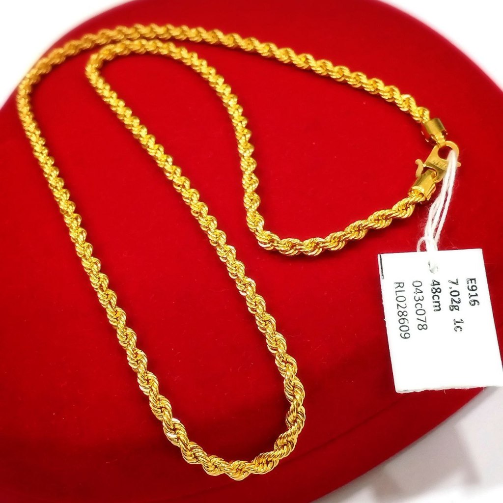 LAELA RANTAI LEHER PINTAL HOLLOW EMAS TULEN 916 GOLD NECKLACE | Shopee ...