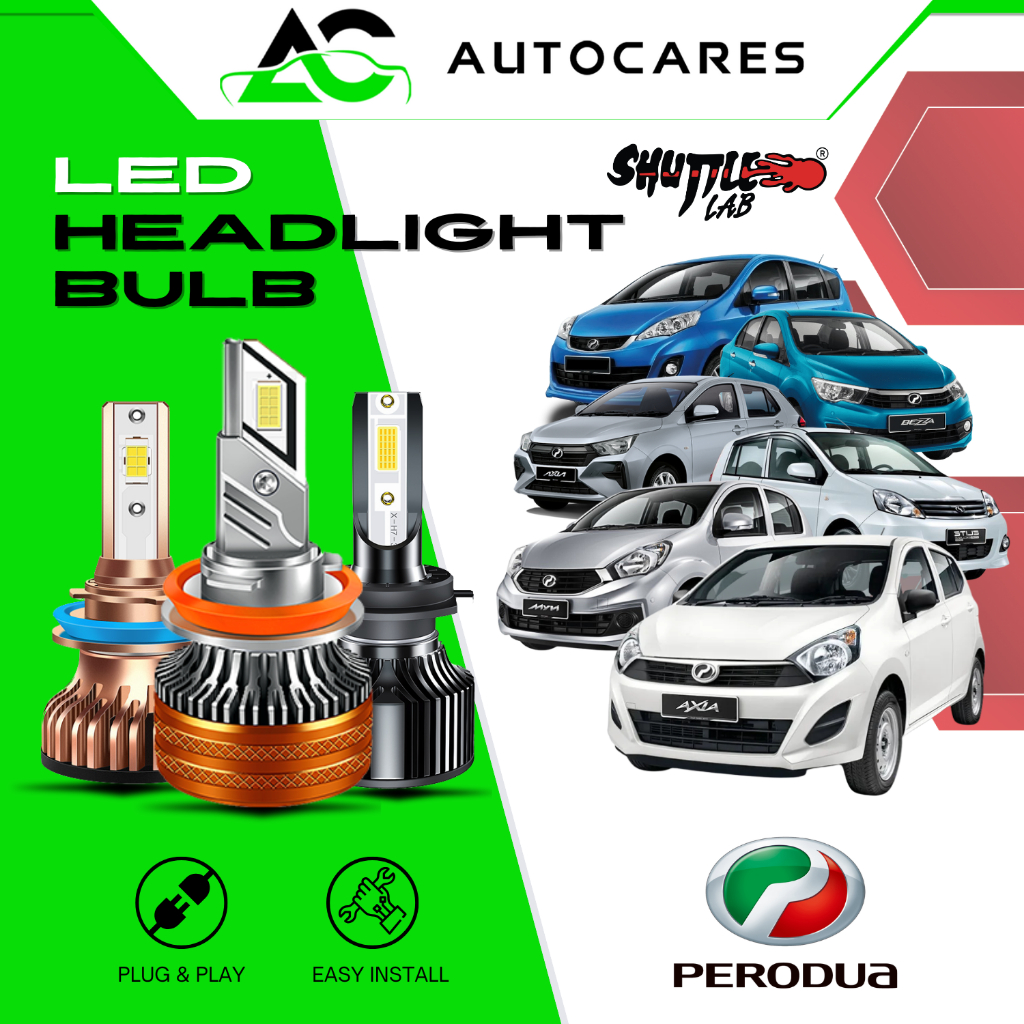 SHUTTLELAB Car LED Headlight | 6000K White Light | H4 H11 LED Headlamp ...