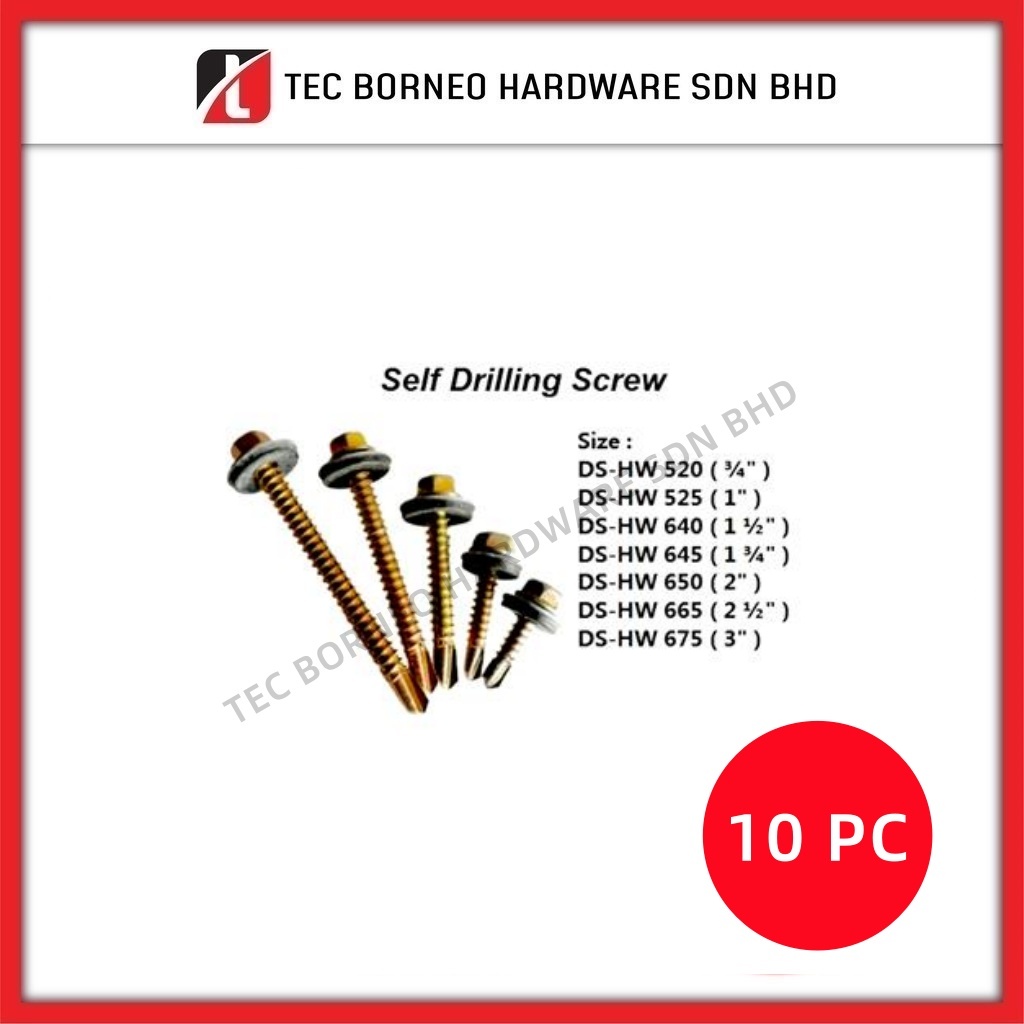 TEC [10 PCS] MK Iron Hex Head Self Drilling Screw Washer Awning Screw ...