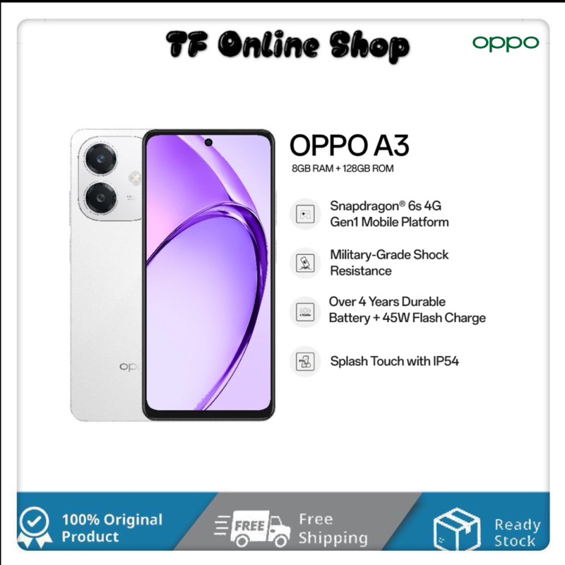 Oppo A3 4G/5G(6GB+128GB/8GB+128GB/8GB+256GB)100% Original Set | Shopee ...