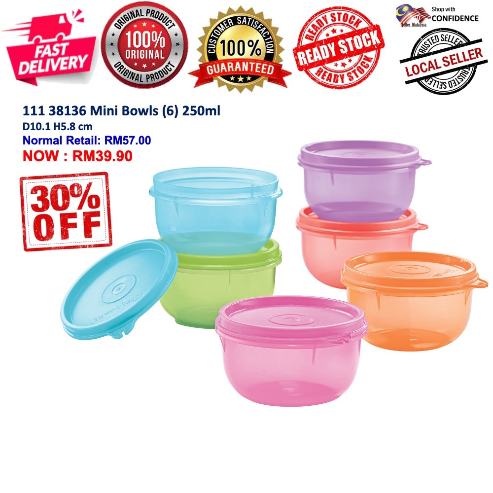 Tupperware Mini Bowls (6) 250ml 11138136 A3 | Shopee Malaysia