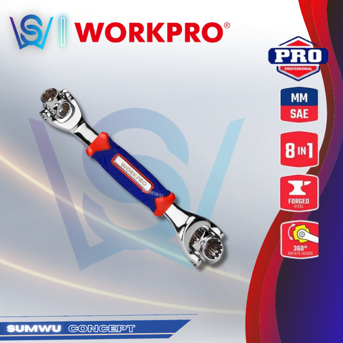 WORKPRO 8 In 1 Socket Wrench / Multi Function 360° Socket Spanner Set ...