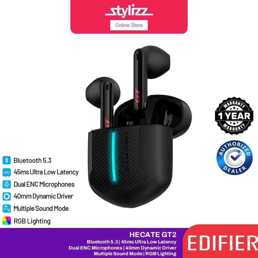 Edifier Hecate GT2 Gaming Earbuds - Bluetooth V5.3 | 13mm Dynamic Driver | Low Latency | Light ...