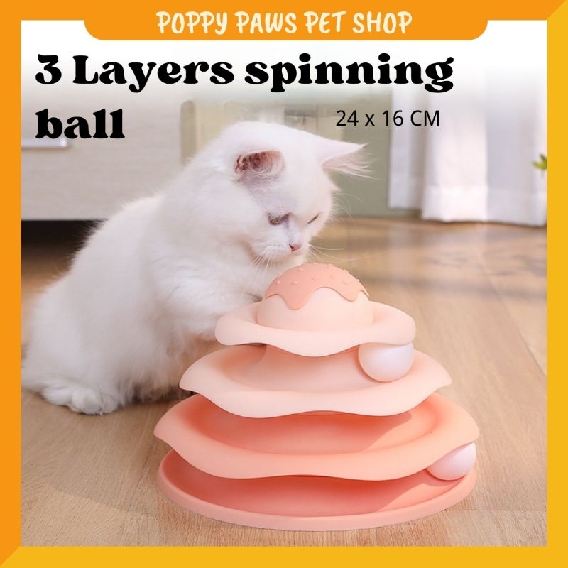 Ready Stock ️Pet Cat 3 Layer Tower Spining Ball Turntable Chasing Toys ...