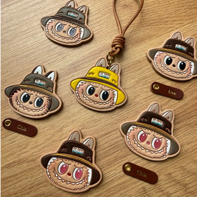 Premium leather labubu with hat/handpaint labubu keychain/keytag ...