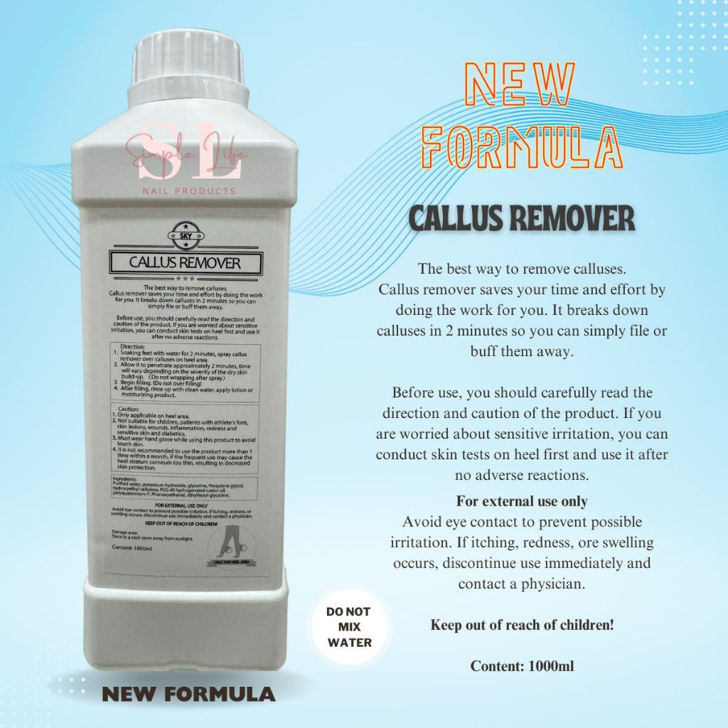 NEW FORMULA Callus Remover 1000ml (only for heel) 新配方脚跟死皮角质软化剂 | 美甲店专用 ...