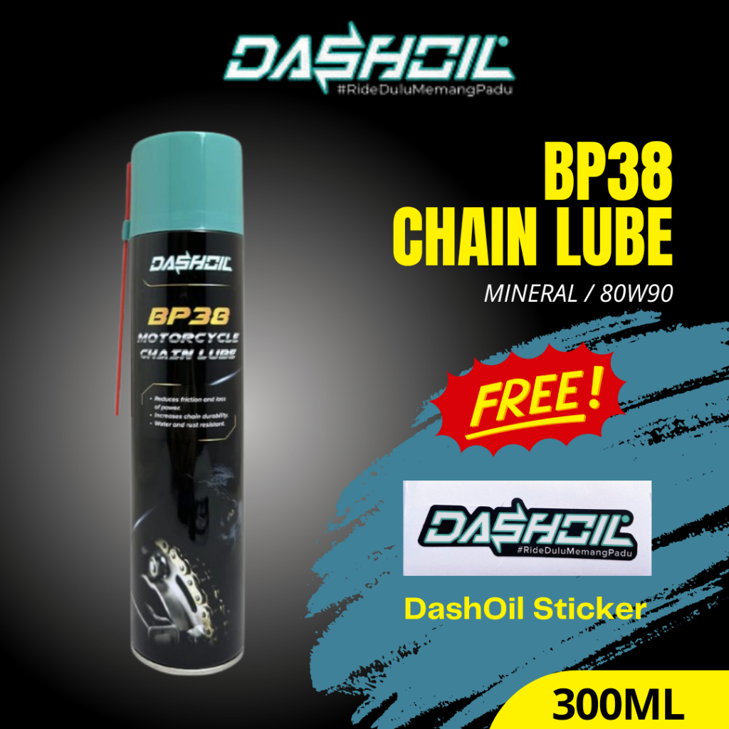 DashOil BP38 Chain Lube 300ML TAHAN LAMA MOTORCYCLE SPRAY Minyak RANTAI PERTAMA BERWANGI MOTOR ...
