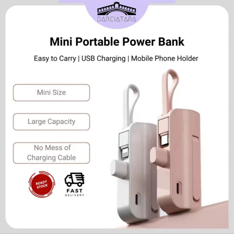COD 2500mAh 2-IN-1Portable Mini Power Bank Fast Charing Type C Original ...