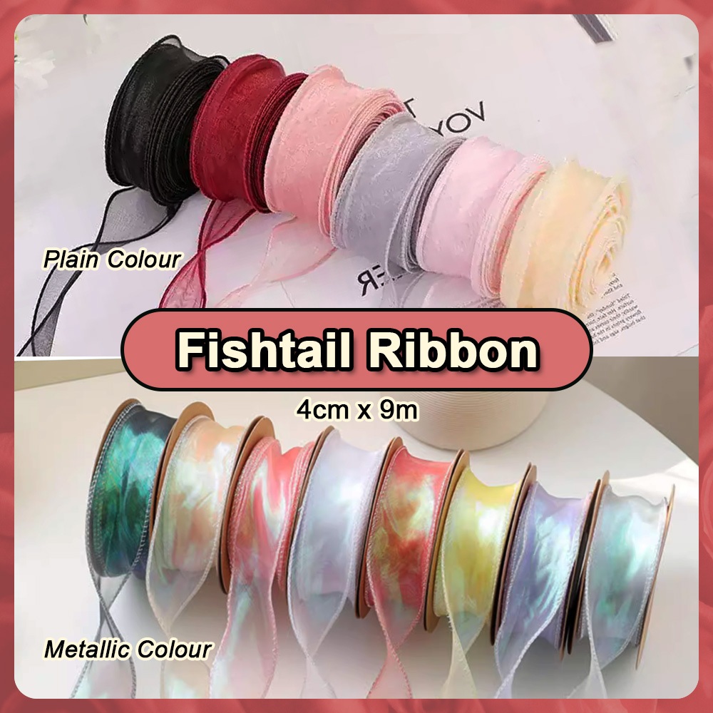 Fishtail Ribbon 4cms x 9m (10 yard) Metallic Colour Lace Reben Mermaid ...