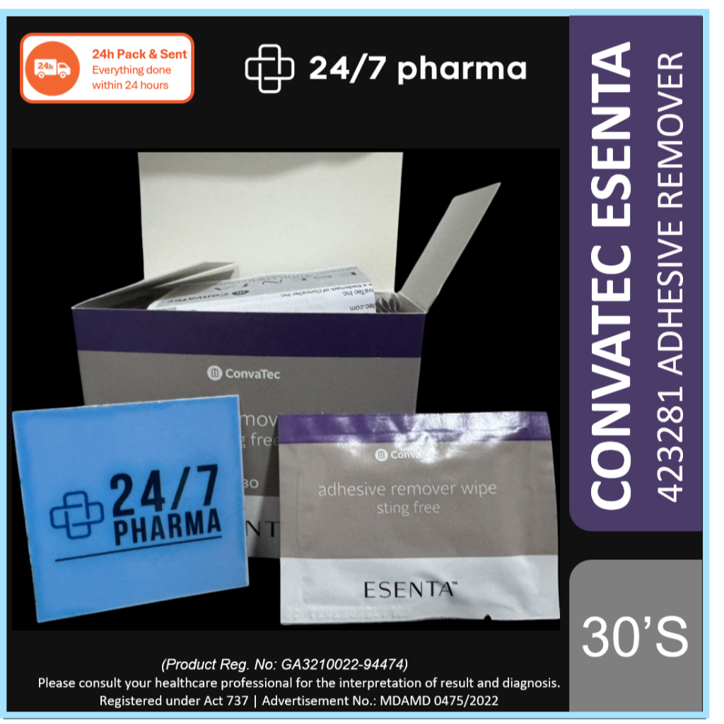 423281- ConvaTec ESENTA Adhesive Remover Wipes sting free AllKare Wipe Convacare 37443 康復寶造口去膠棉 ...